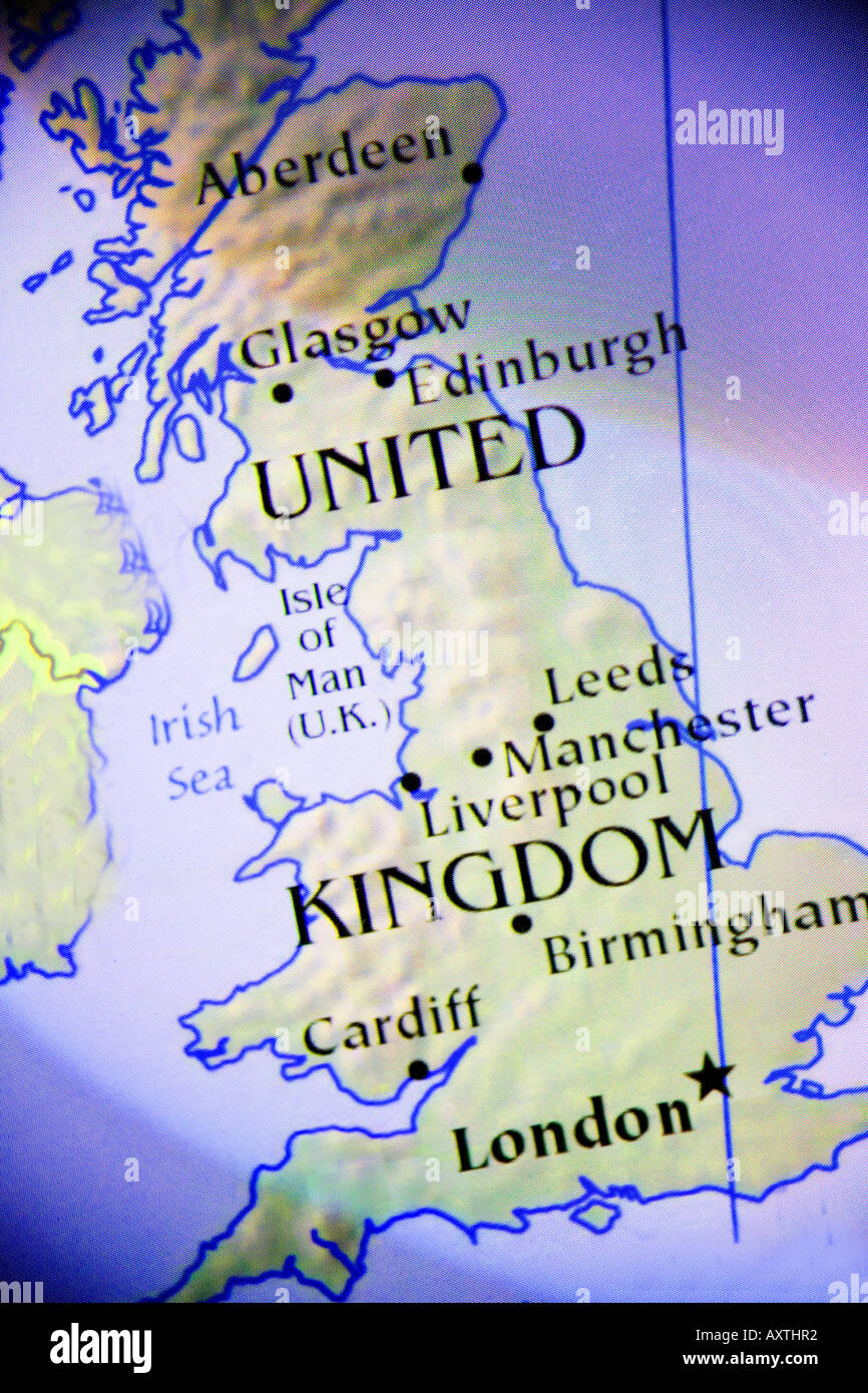 Current map of the United Kingdom in Europe Stock Photo - Alamy