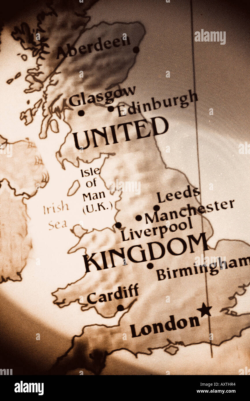 Current map of the United Kingdom in Europe Stock Photo - Alamy