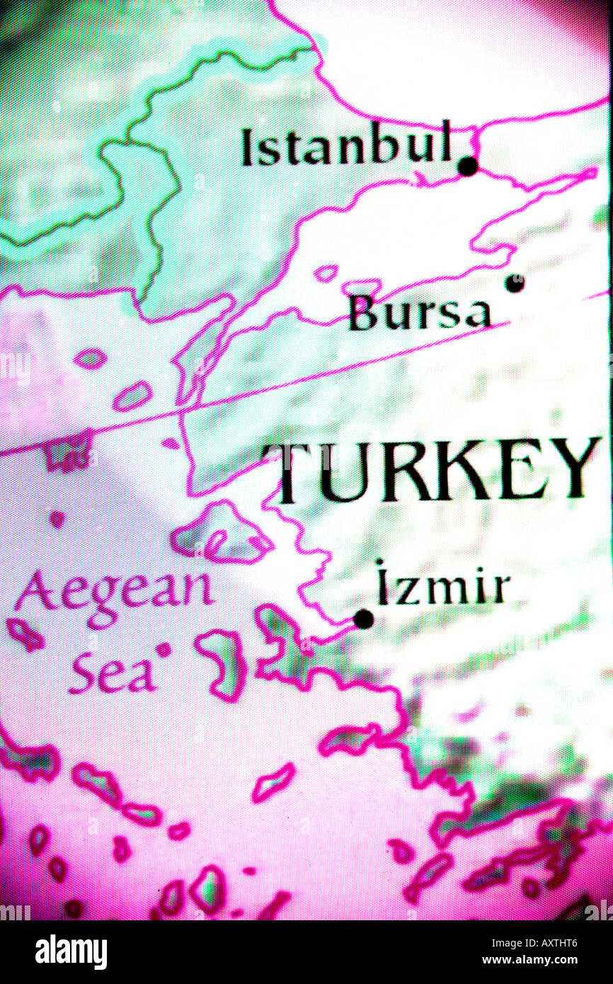 Close-up map of the country of Turkey Stock Photo - Alamy