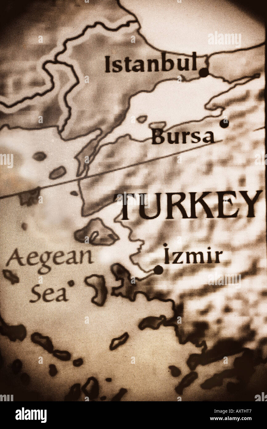 Close-up map of the country of Turkey Stock Photo - Alamy