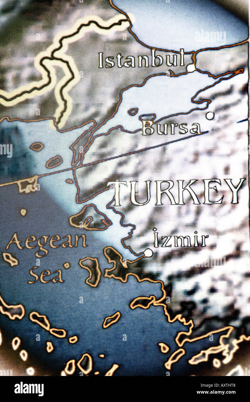 Close-up map of the country of Turkey Stock Photo - Alamy