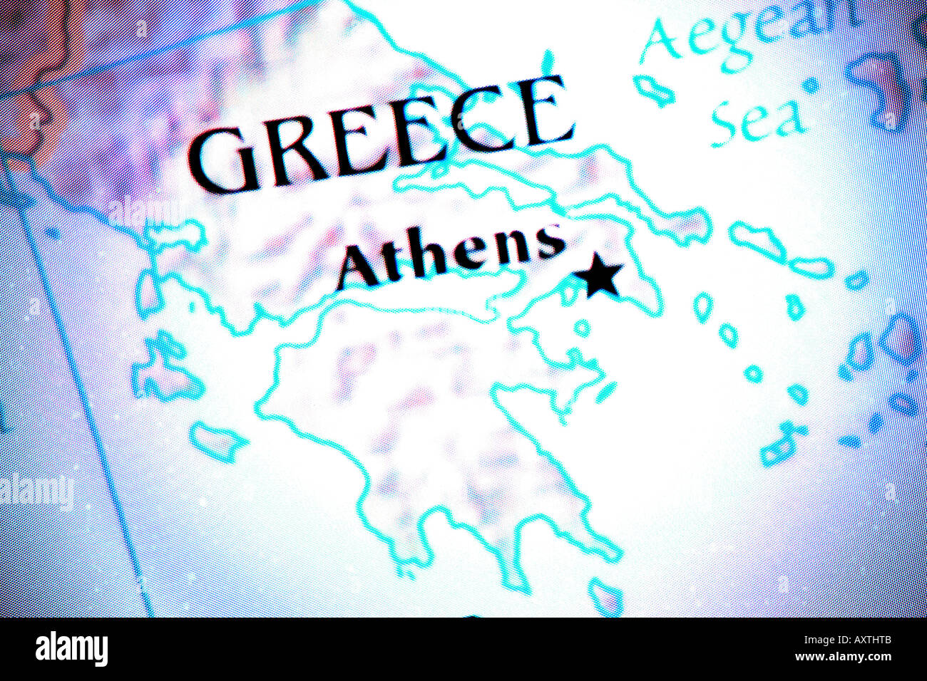 Close-up map of the country of Greece in Europe Stock Photo - Alamy