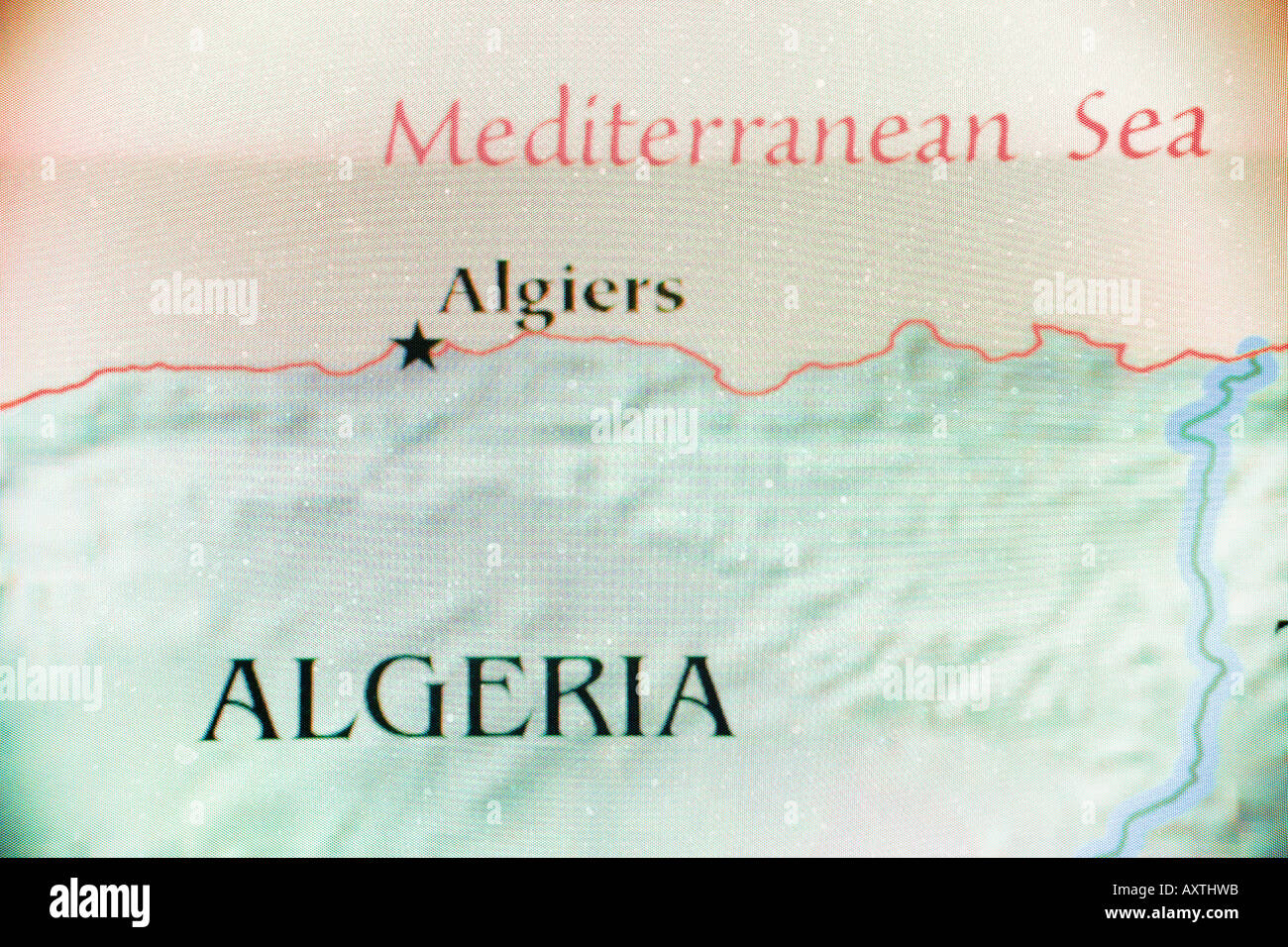 Close-up map showing the country of Algeria in Northern Africa Stock ...