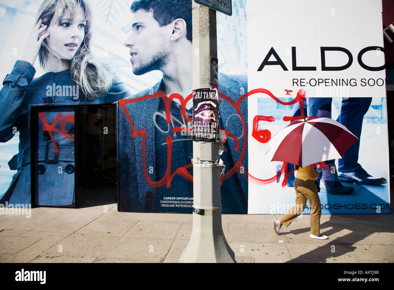 A Melrose Ave storefront under construction with graffiti Stock Photo ...