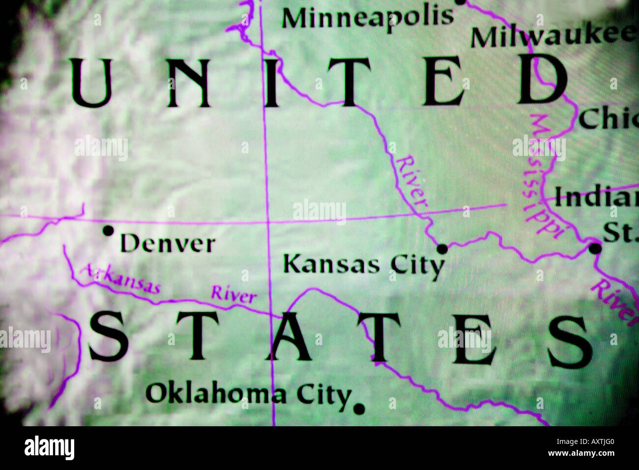 Extreme close-up map showing the words United States Stock Photo - Alamy