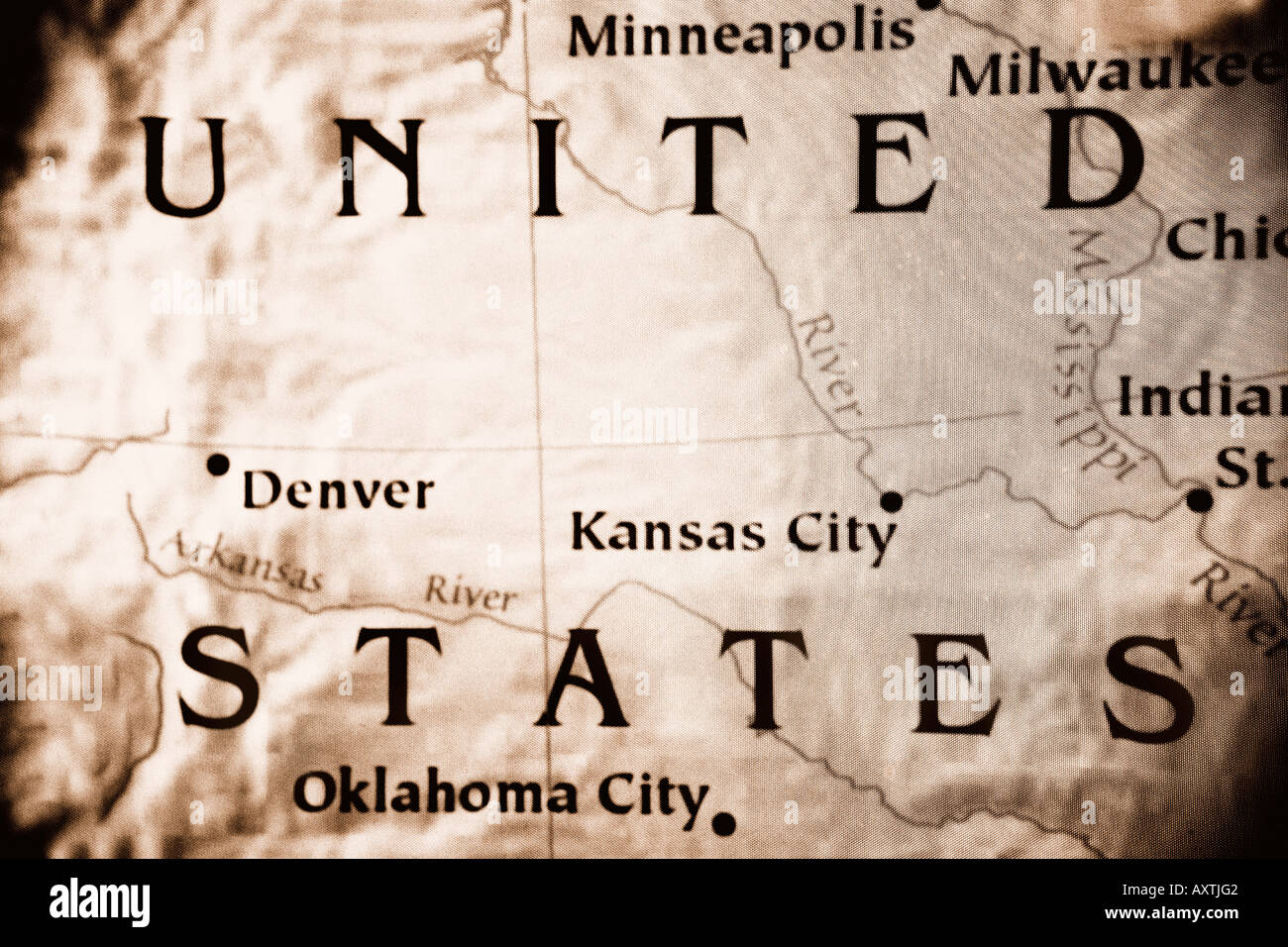Extreme close-up map showing the words United States Stock Photo - Alamy