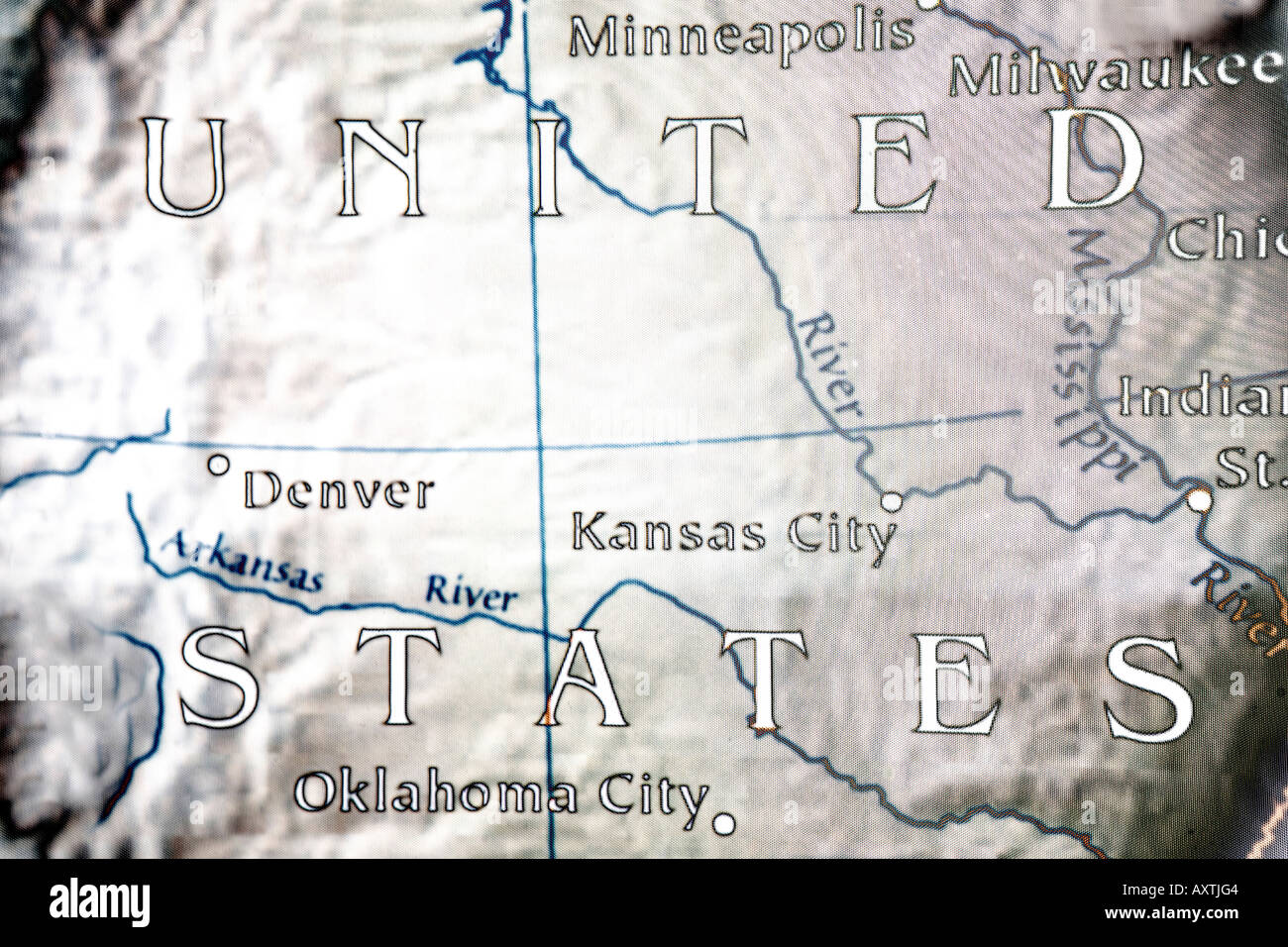 Extreme close-up map showing the words United States Stock Photo - Alamy