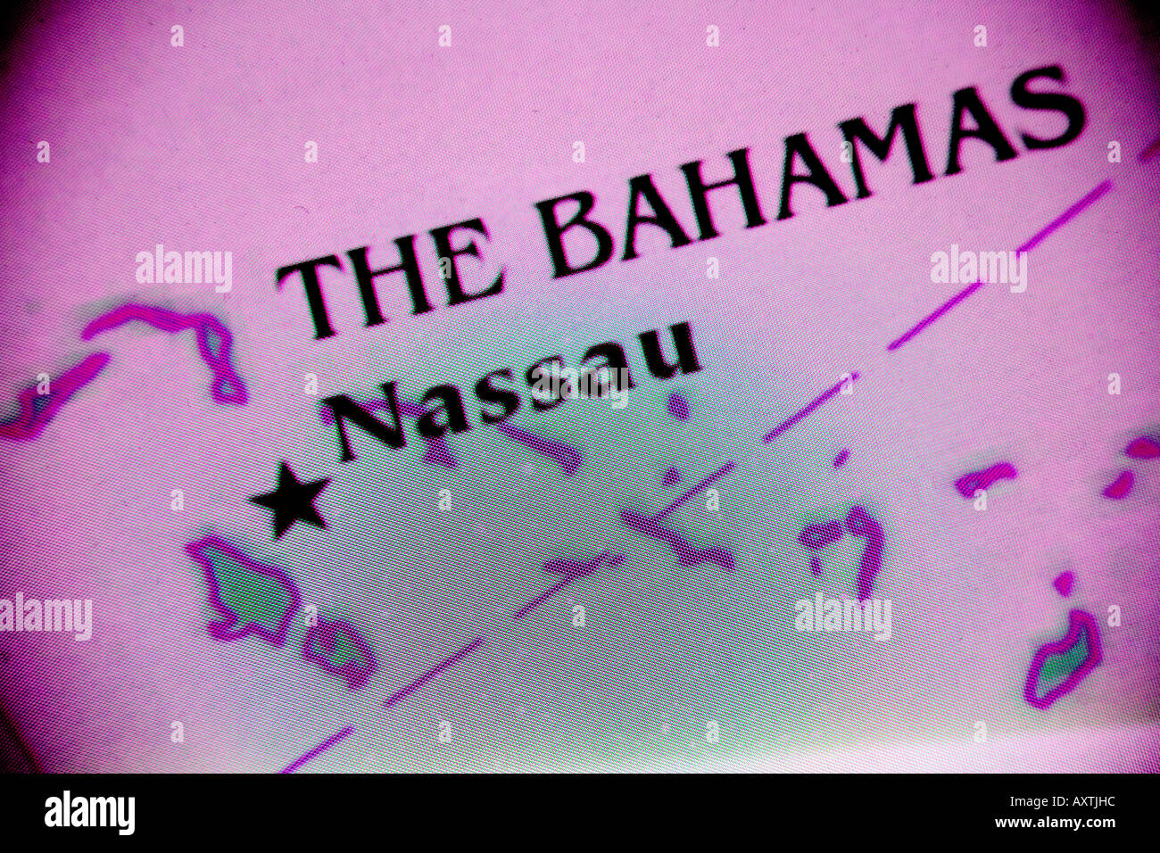 Close-up map of the Bahamas Islands Stock Photo - Alamy
