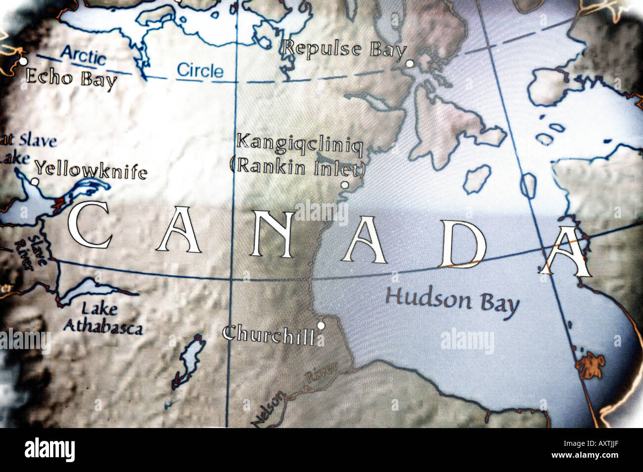 Close-up map of the country of Canada in North America Stock Photo - Alamy