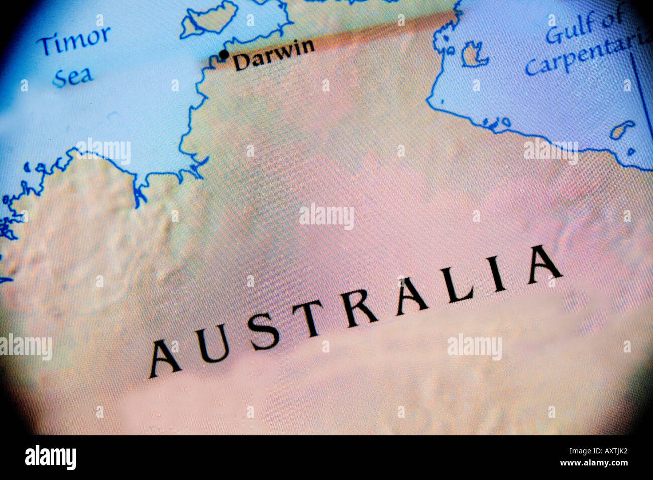Close-up map showing the northern tip of the country of Australia Stock ...