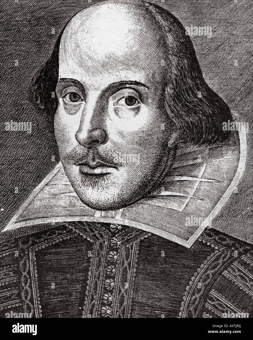 WILLIAM SHAKESPEARE from the Folio portrait by Flemish engraver Martin ...