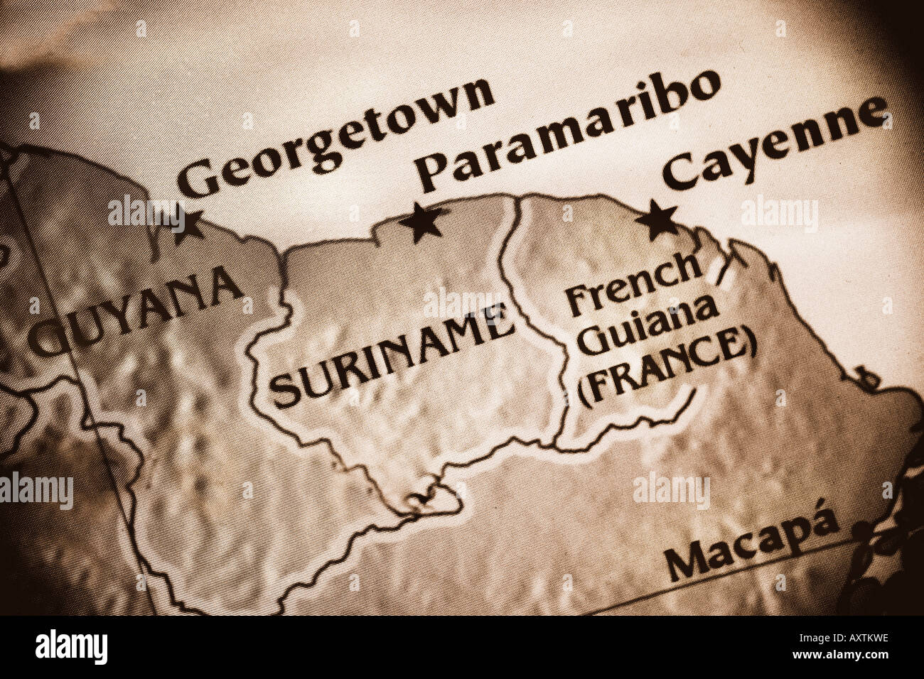 French guiana suriname map hi-res stock photography and images - Alamy