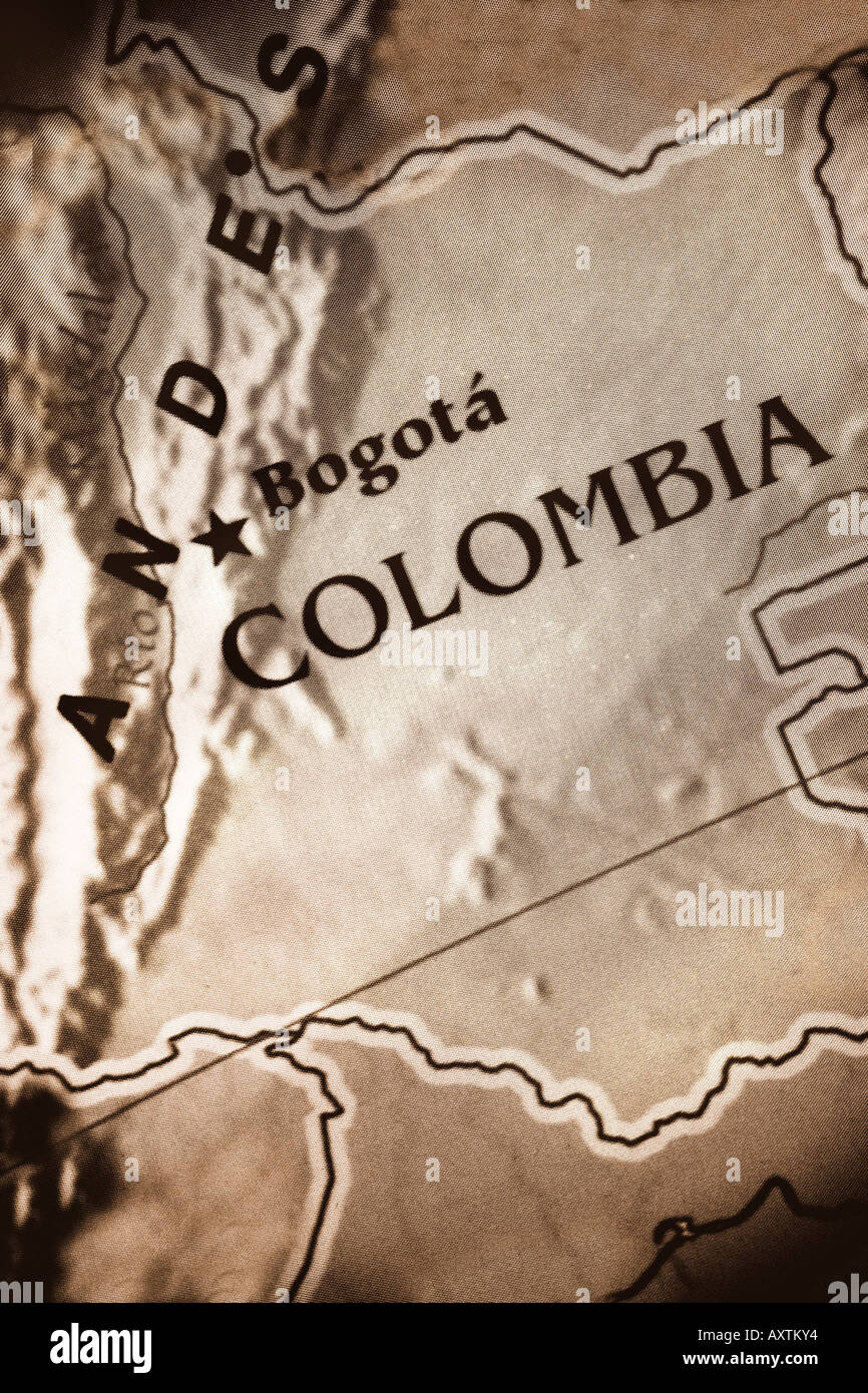 Current map of the country of Colombia located in South America Stock ...