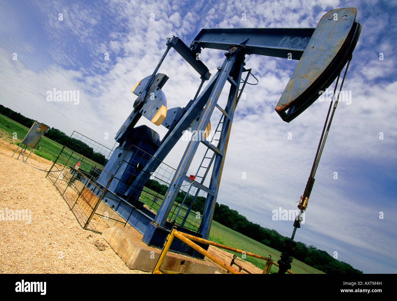 Crude oil pump jack, oil rig in the field. Fracking. Pump jack nodding ...