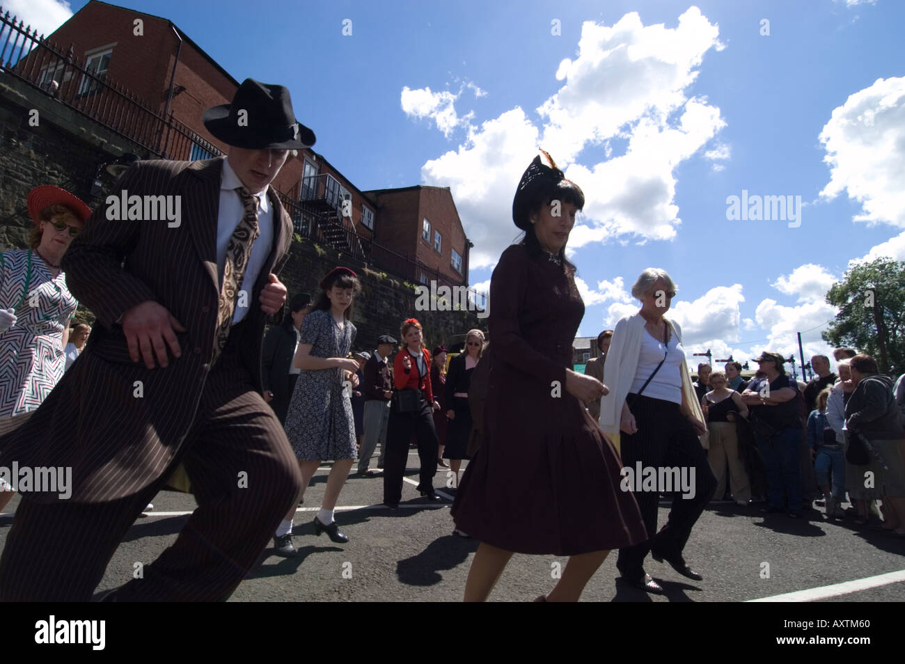 Civilian 1940's re-enactors dancing at a World War Two, VE Day ...