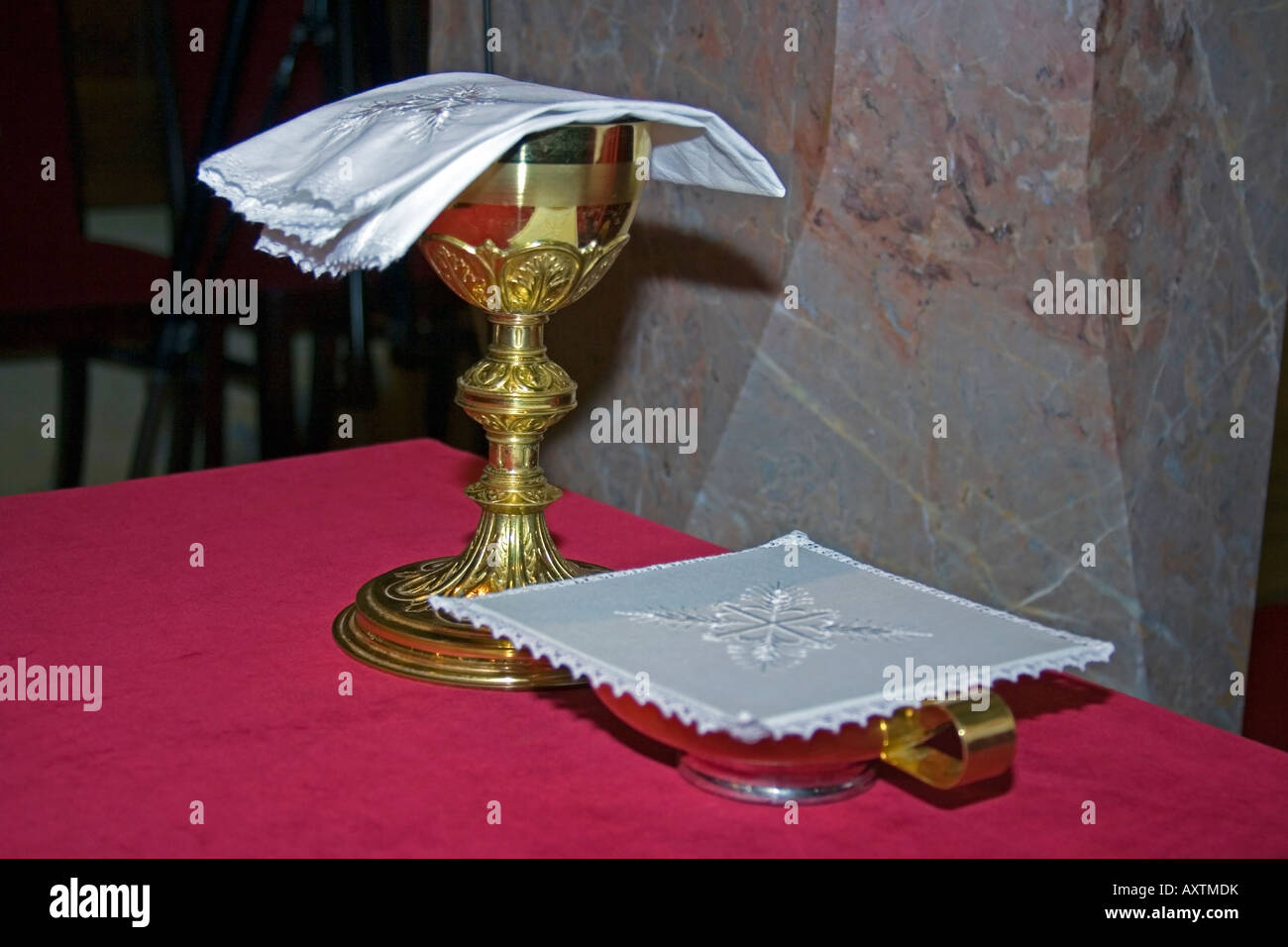 Golden grail in a church, ready for wedding ceremony Stock Photo - Alamy