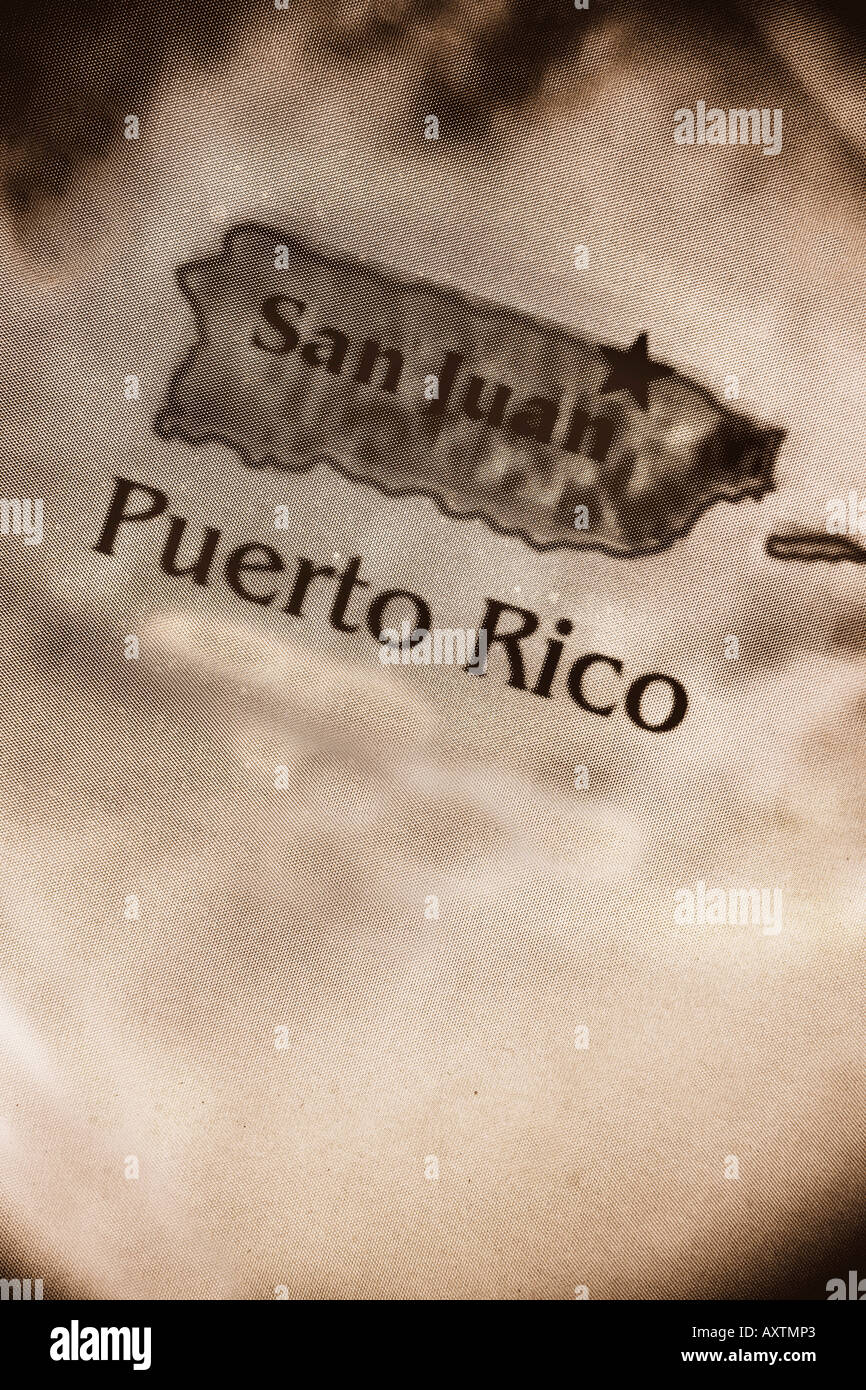 Current map showing the country of Puerto Rico Stock Photo - Alamy