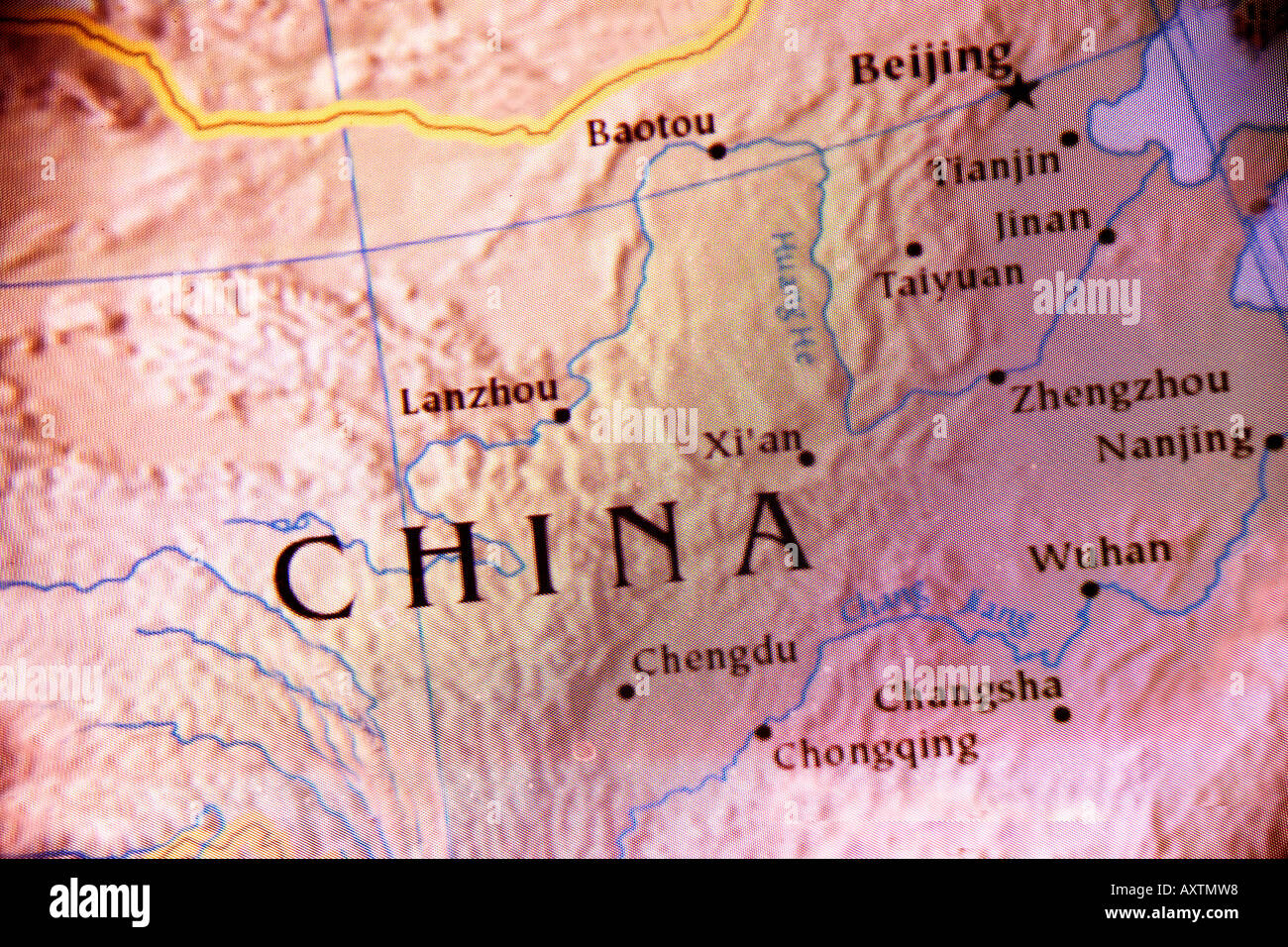 Close-up map of China in Asia Stock Photo - Alamy