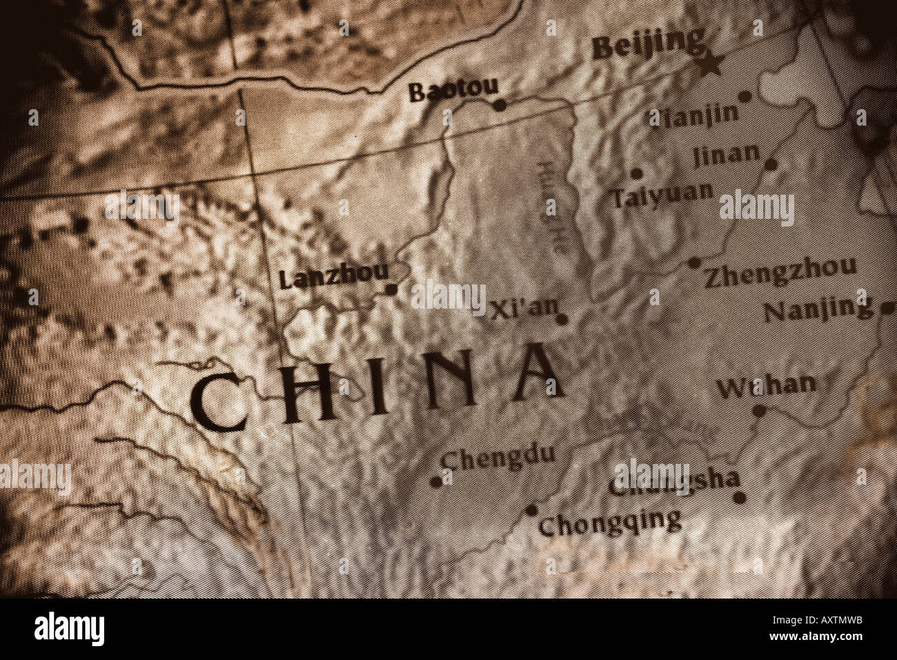 Close-up map of China in Asia Stock Photo - Alamy