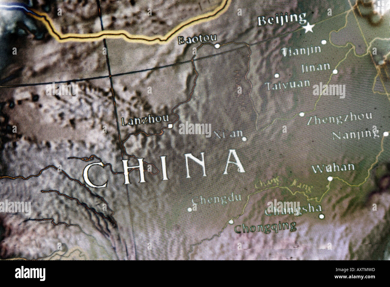 Close-up map of China in Asia Stock Photo - Alamy