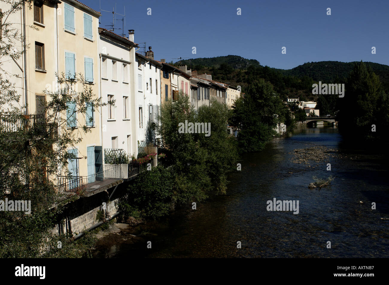 Quillan view on the river Aude Stock Photo - Alamy