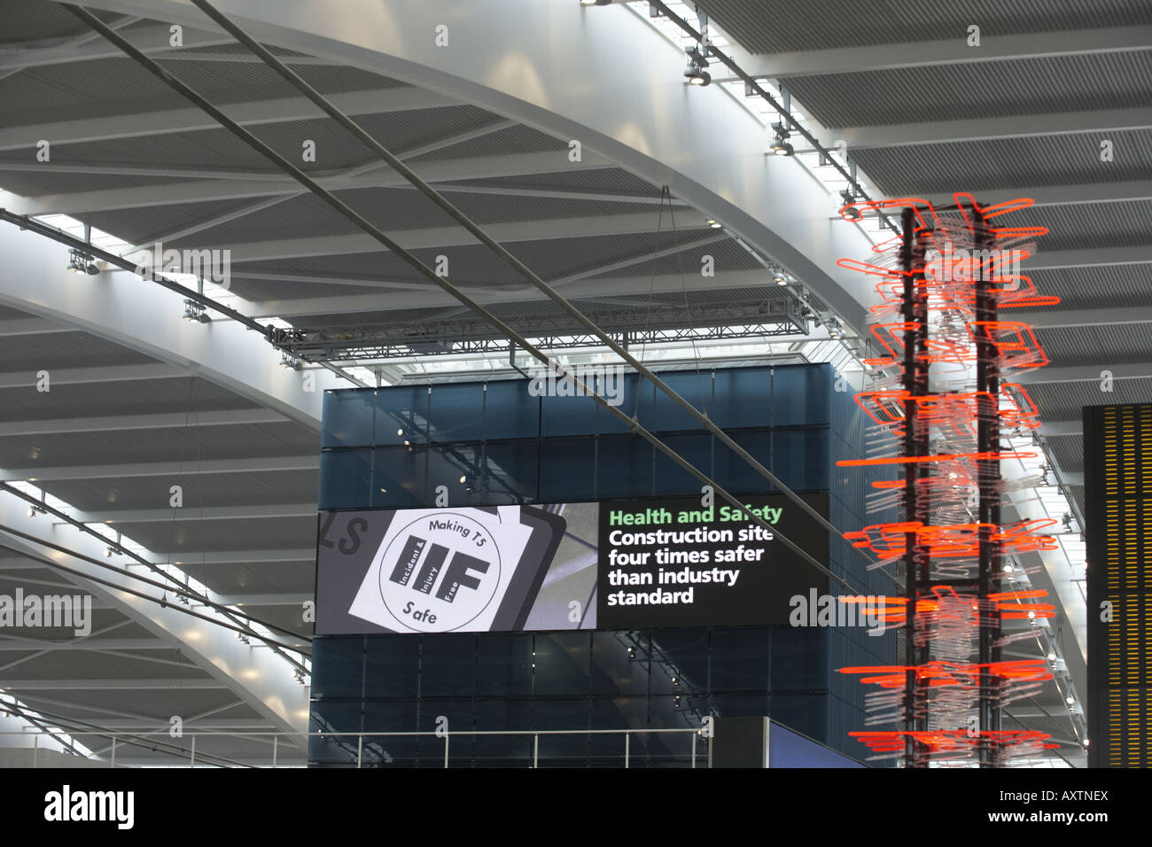 Looking up to the Nokia information screen and high roof of newly ...