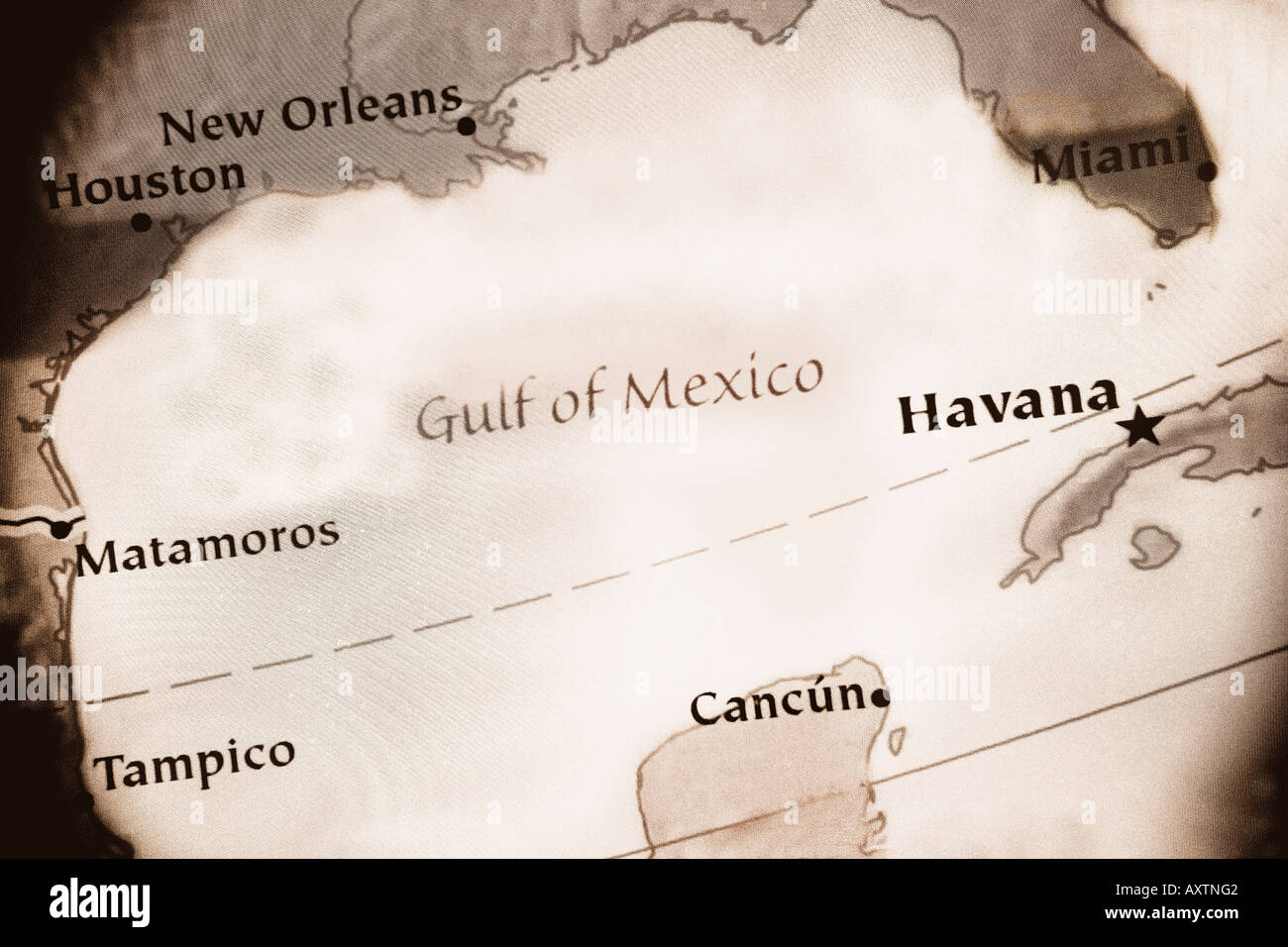 Current map showing the Gulf of Mexico located off of the North ...