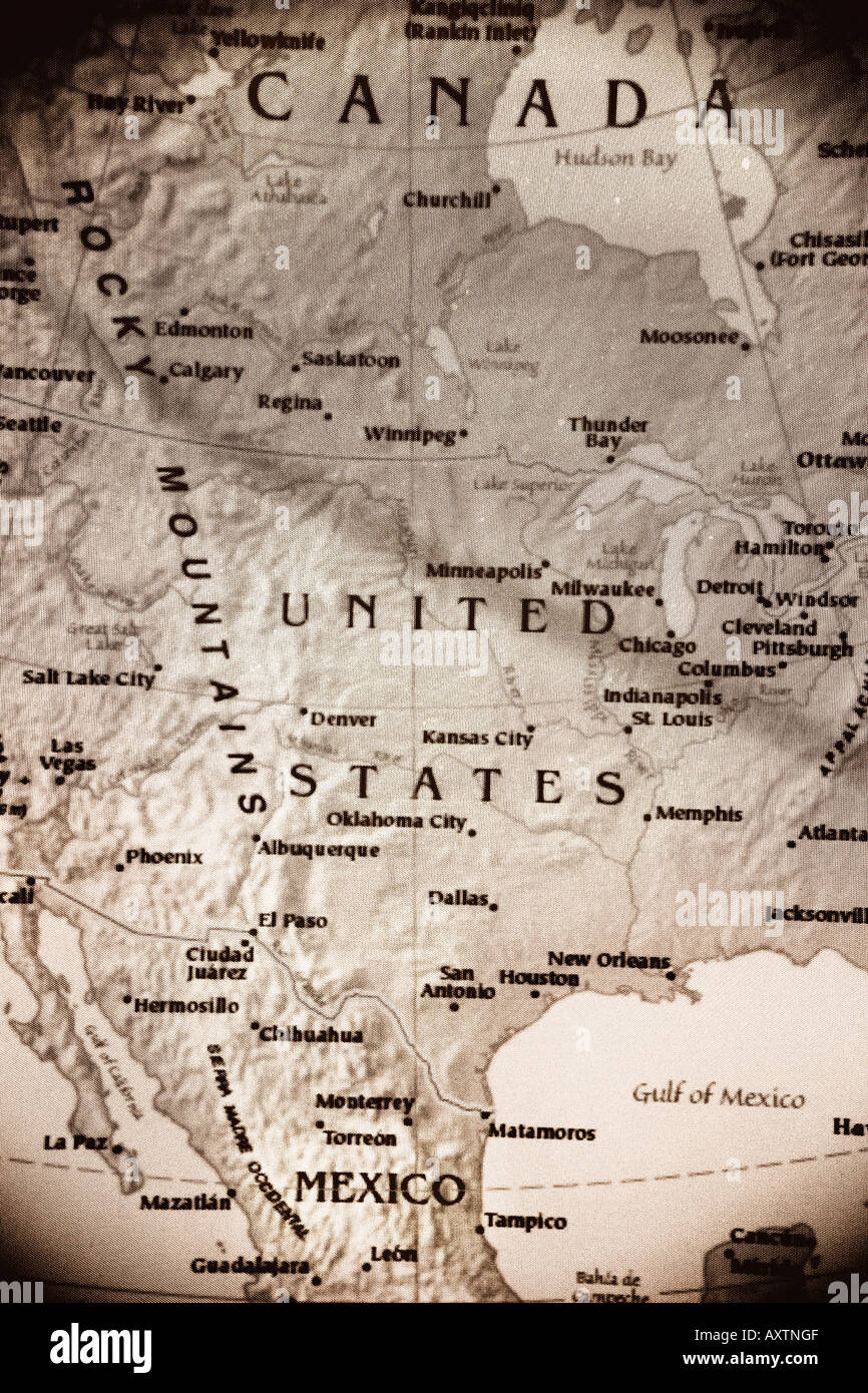 Map of North America - United States of America, Canada, and Mexico ...