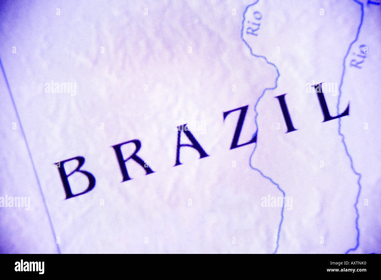 Extreme close-up map showing the word Brazil Stock Photo - Alamy