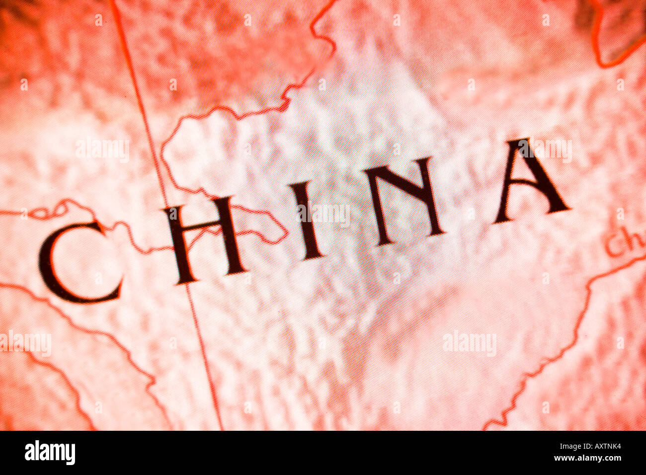 Extreme close-up map showing the word China Stock Photo - Alamy