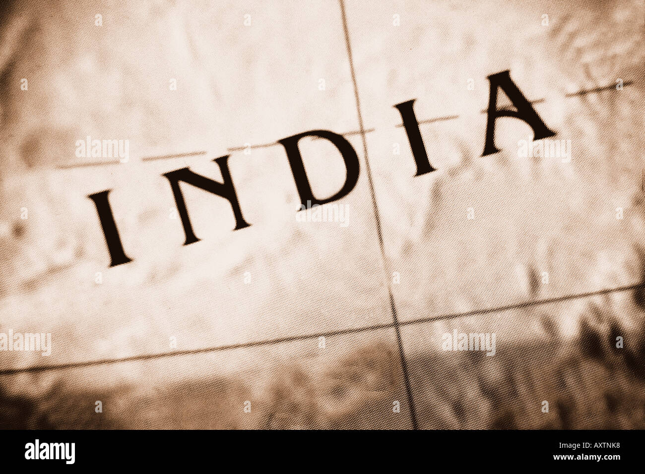 Extreme close-up map showing the word India Stock Photo - Alamy