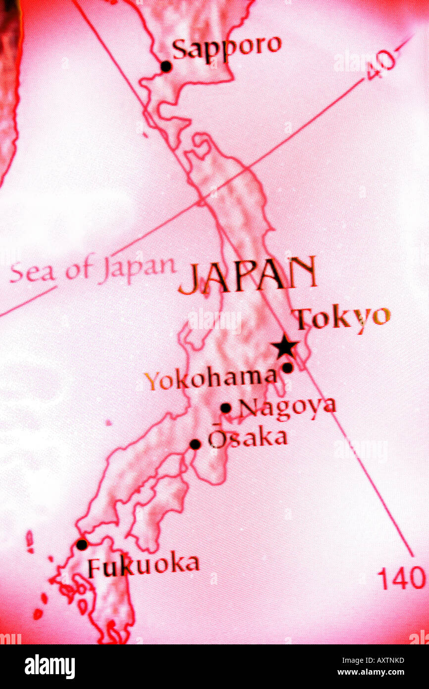 Current map of the country of Japan located in Asia Stock Photo - Alamy