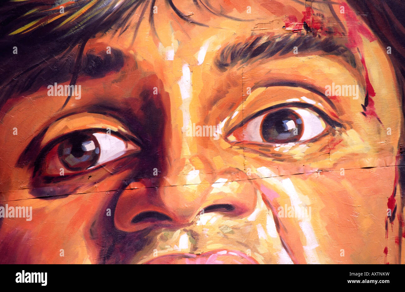 India Old Delhi gigantic cinema poster detail scared mans face Stock ...