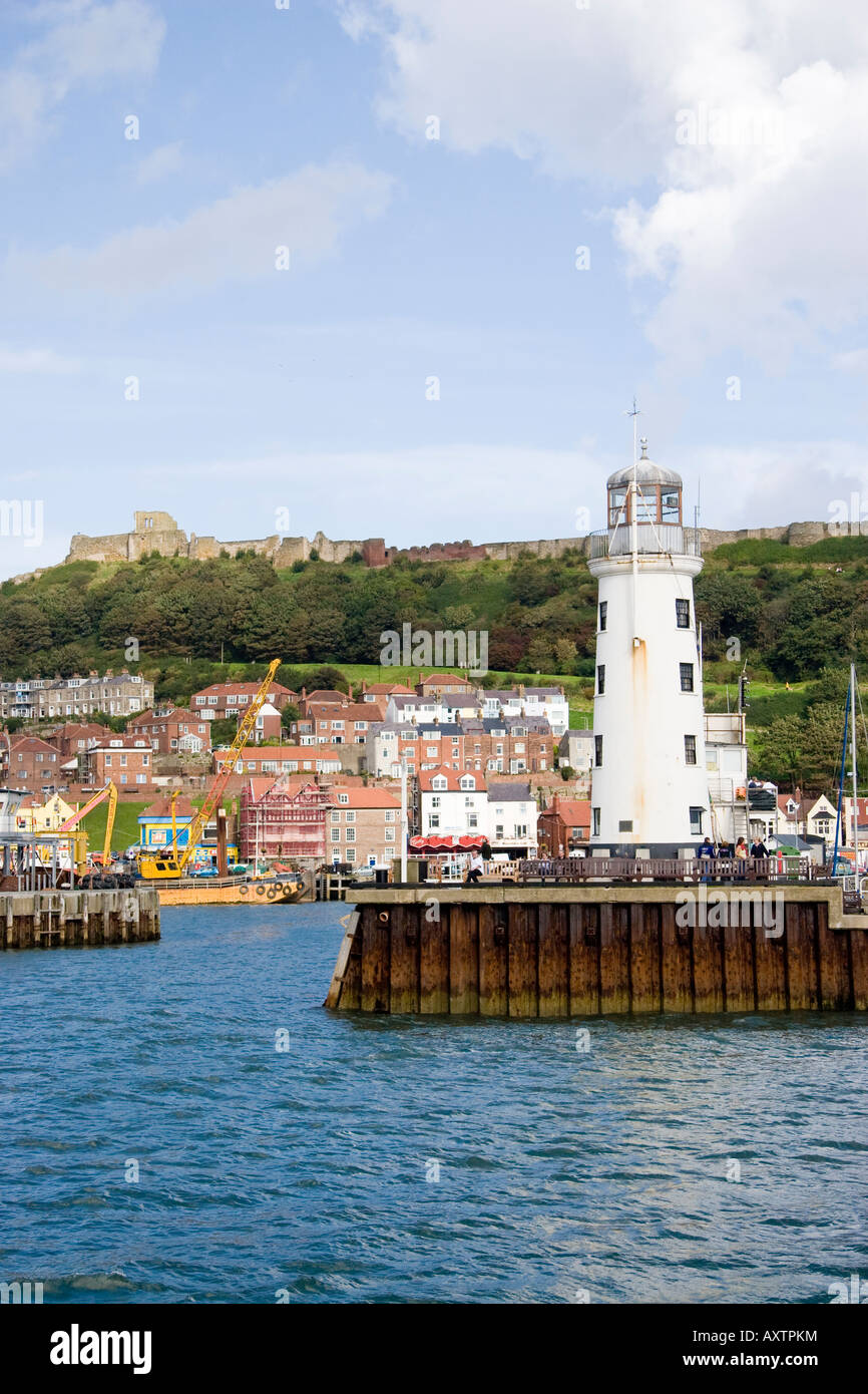 Castle Cliff and Harbour with Lighthouse, Scarborough, Yorkshire ...