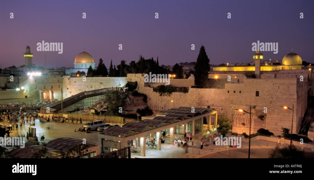 Jerusalem, Israel. A Panoramic night view of the Western Wall and the ...