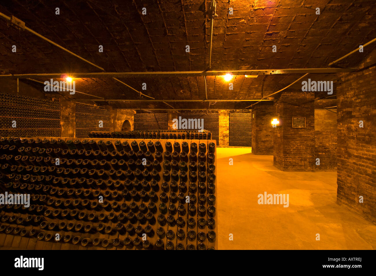 cellars cava maturing in bottles Sant Sadurni de Anoia Penedes region ...