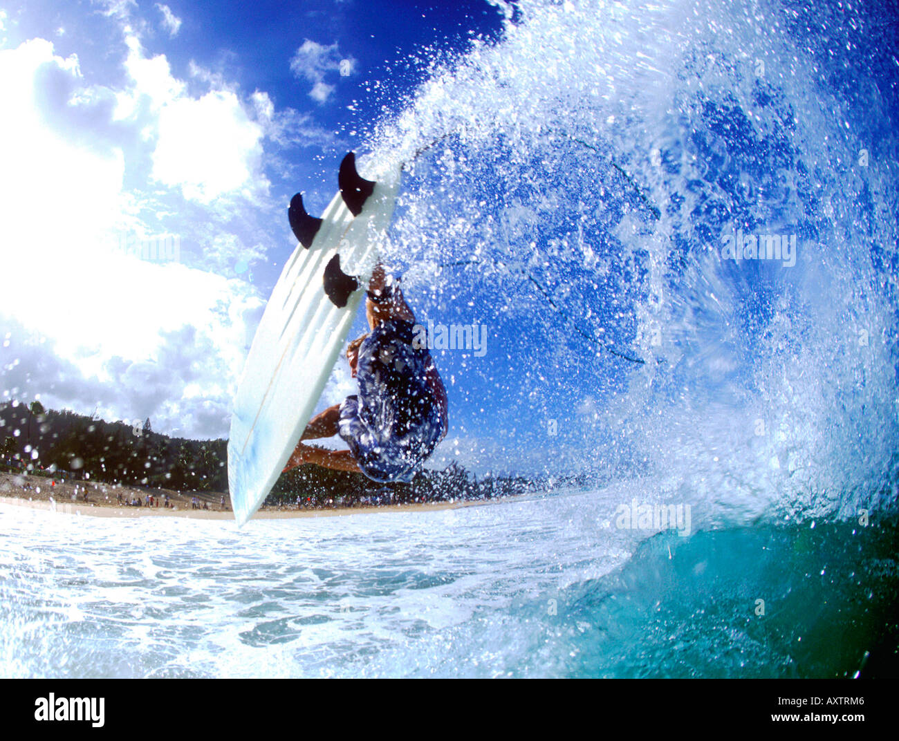 Side profile of a person surfing in the sea Stock Photo - Alamy