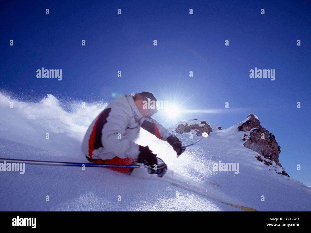 Side profile of a man skiing Stock Photo - Alamy