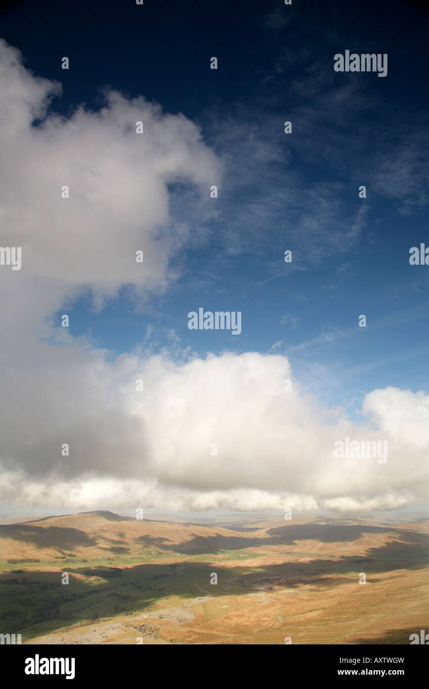 View towards Whernside and Ribblehead railway station from the summit ...