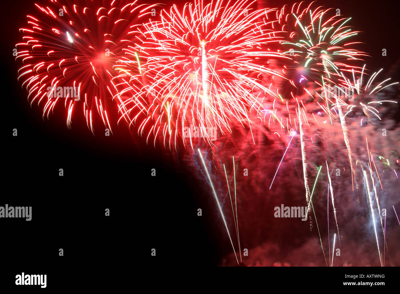 celebration red and white fireworks Stock Photo - Alamy