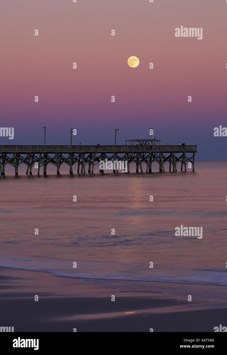 FULL MOON OVER FISHING PIER Stock Photo - Alamy