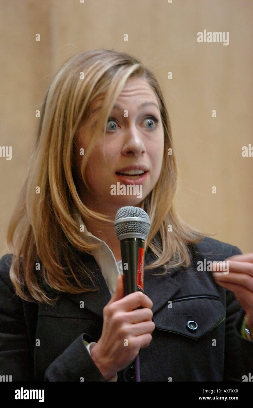 Chelsea Clinton speaks to students faculty and other attendees at West ...
