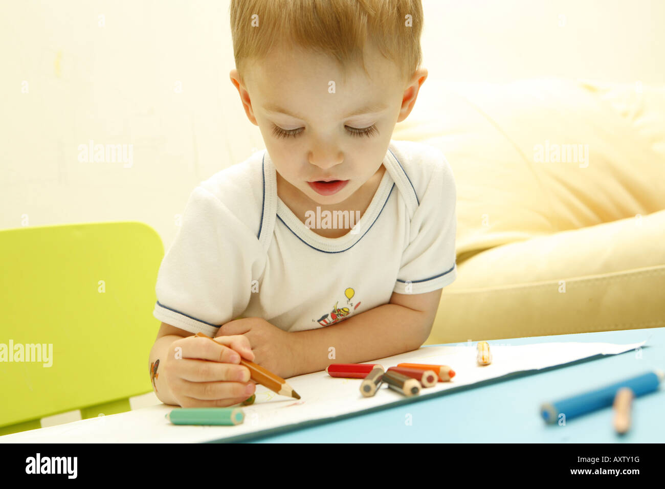Talented boy draws Stock Photo - Alamy