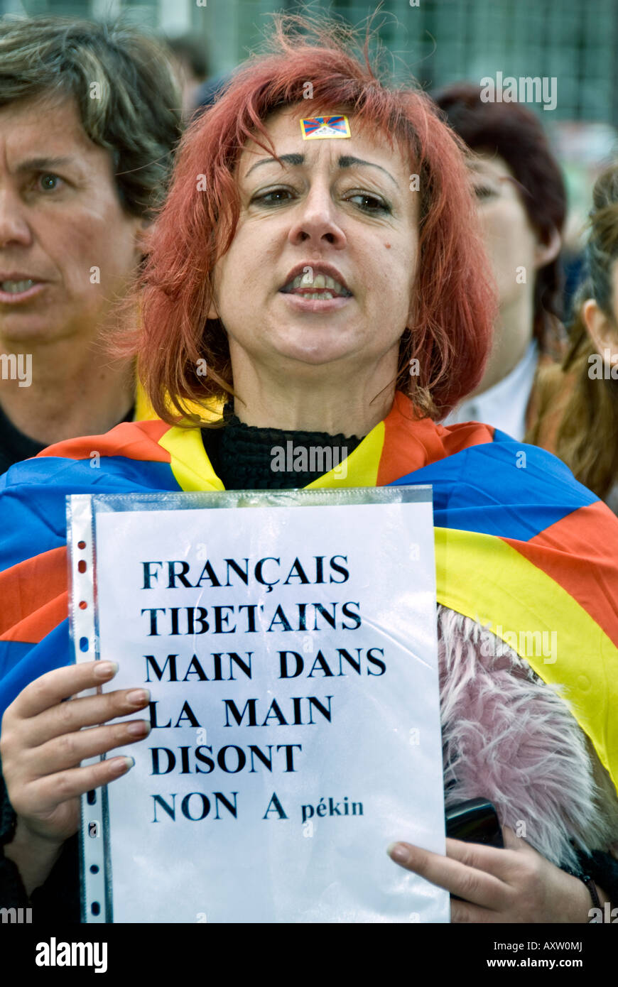 Paris FRANCE, Tibet Demonstration "Day for Tibet" Portrait, French ...