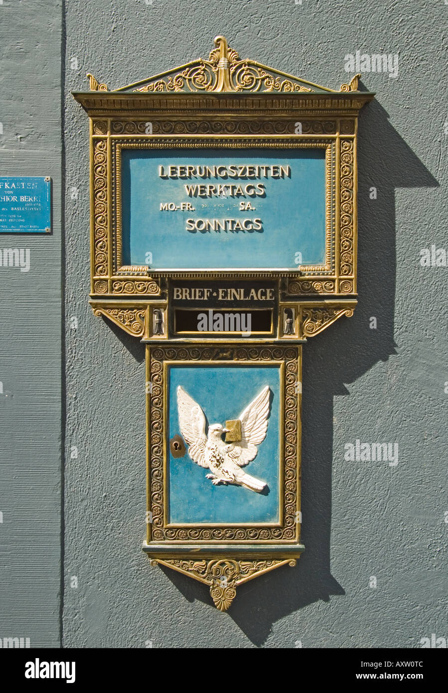 Basel, Switzerland. Old fashioned letter box in town centre Stock Photo ...