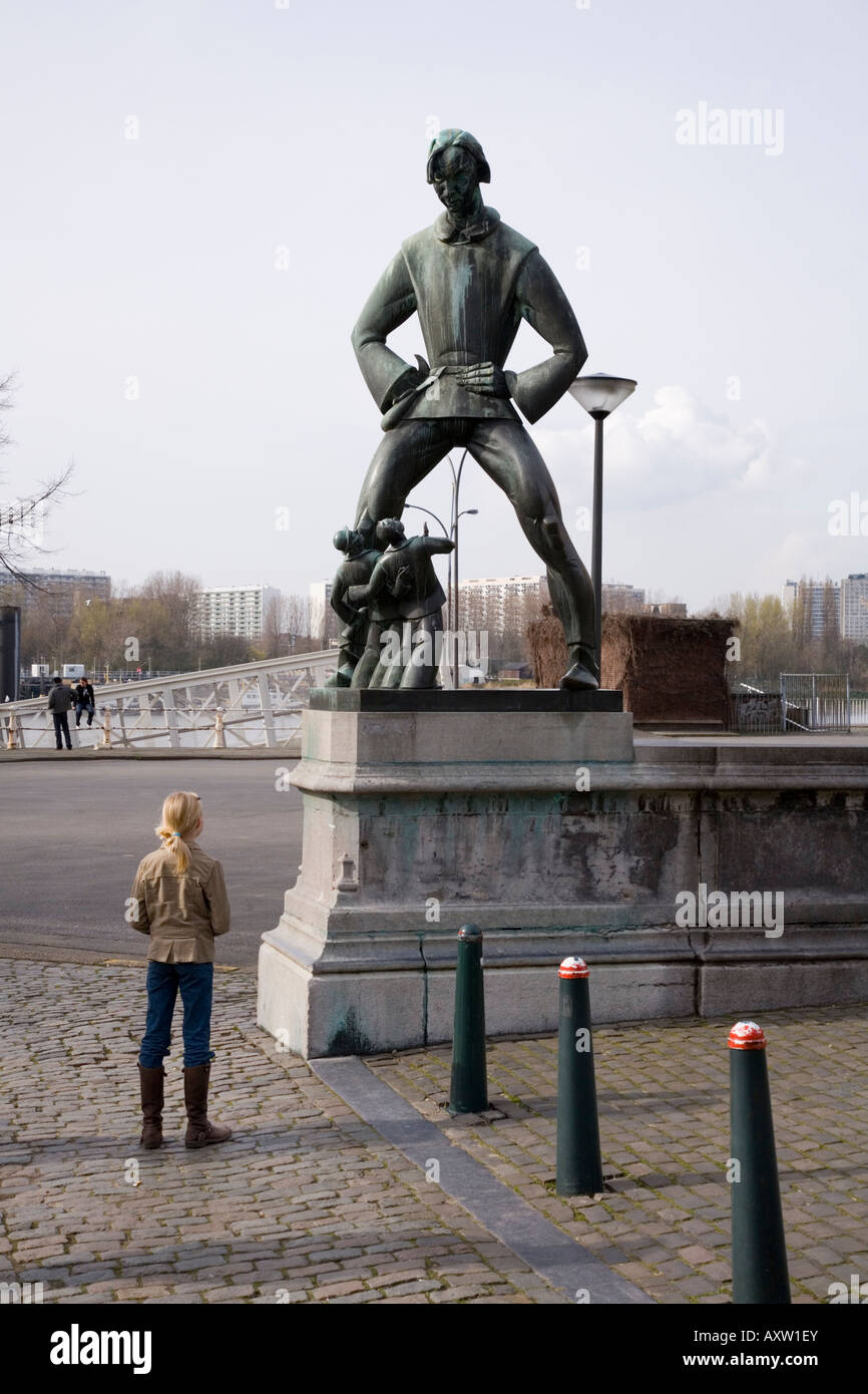 Young girl looks up at the Lang Wapper who guards the entrance to The ...
