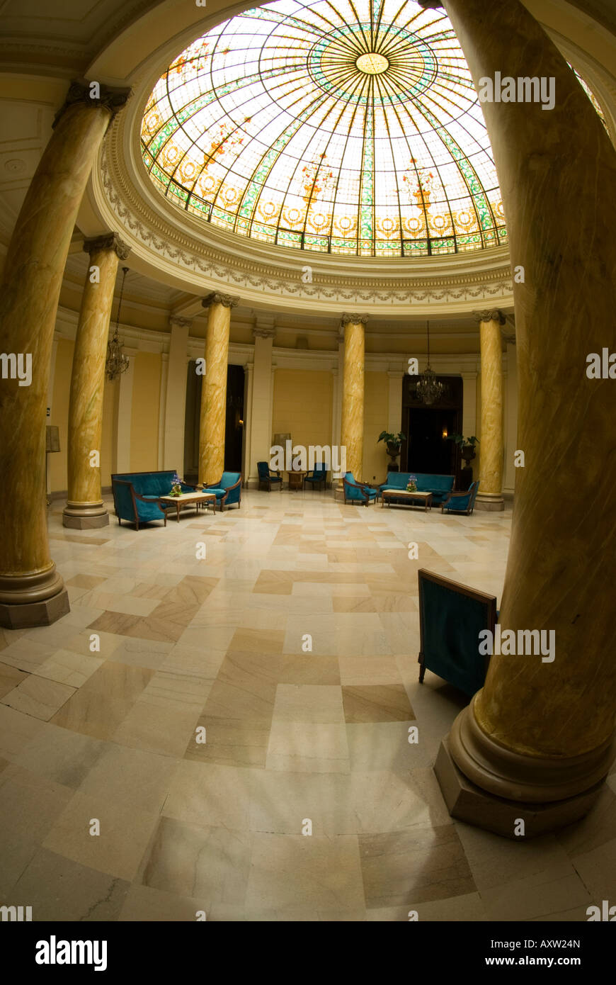atrium old hotel lobby with chairs lima peru south america fish eye ...