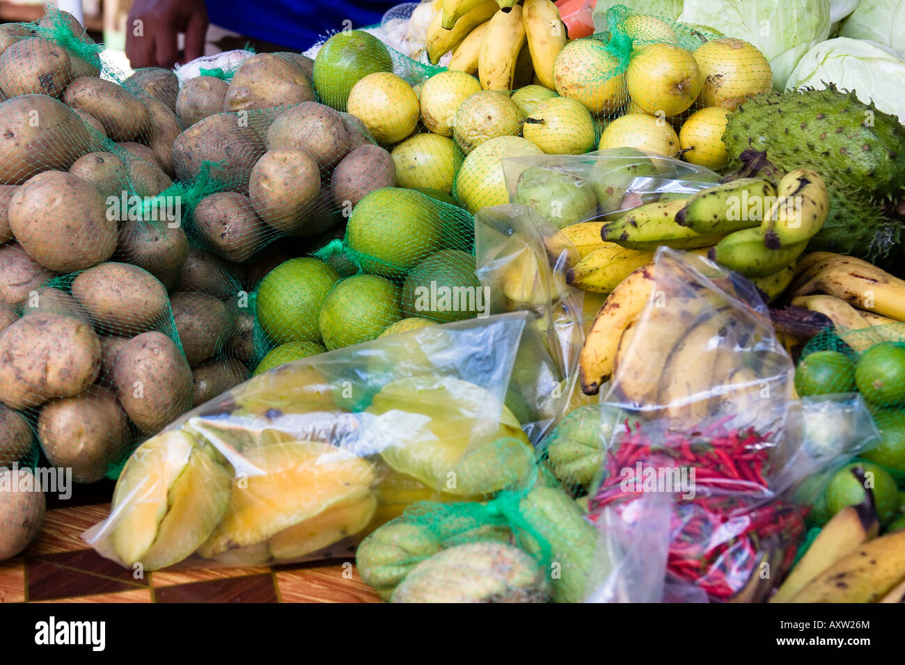 Fresh organic fruit and vegetables - Victoria market, Mahe Seychelles ...