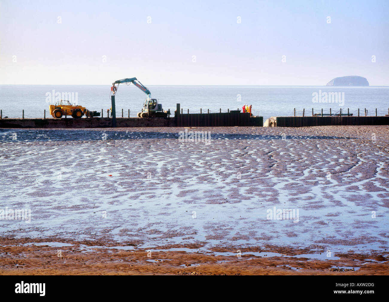 Contractors renewing the causeway across Weston-super-Mare's marine ...