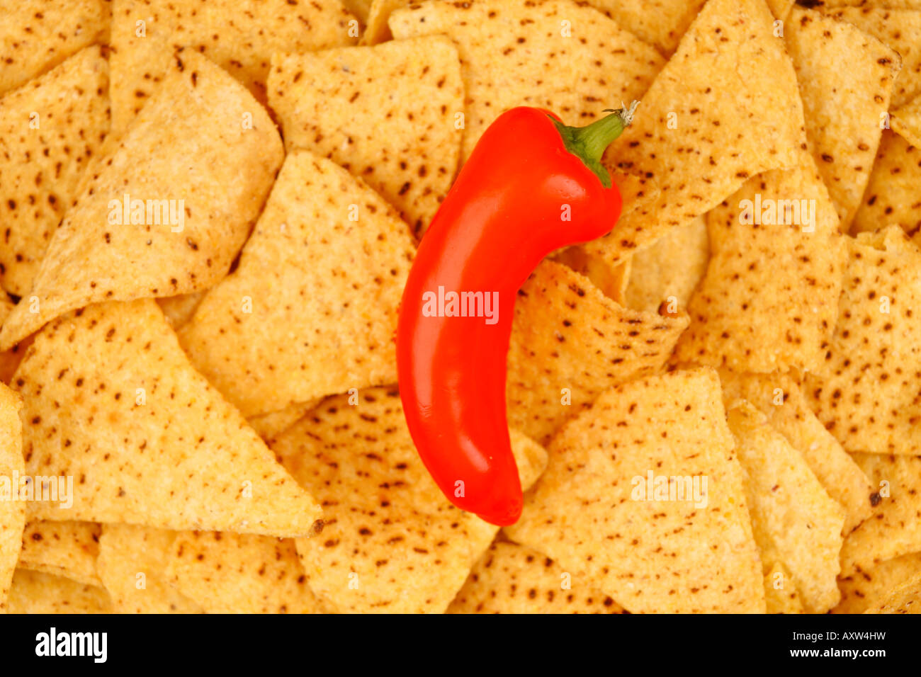 Full frame image of a chili with tortilla chips Stock Photo - Alamy
